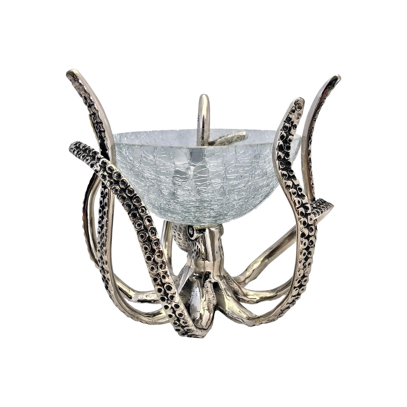 Silver Mini Octopus Stand & Crackle Glass Bowl – Stevensons Home